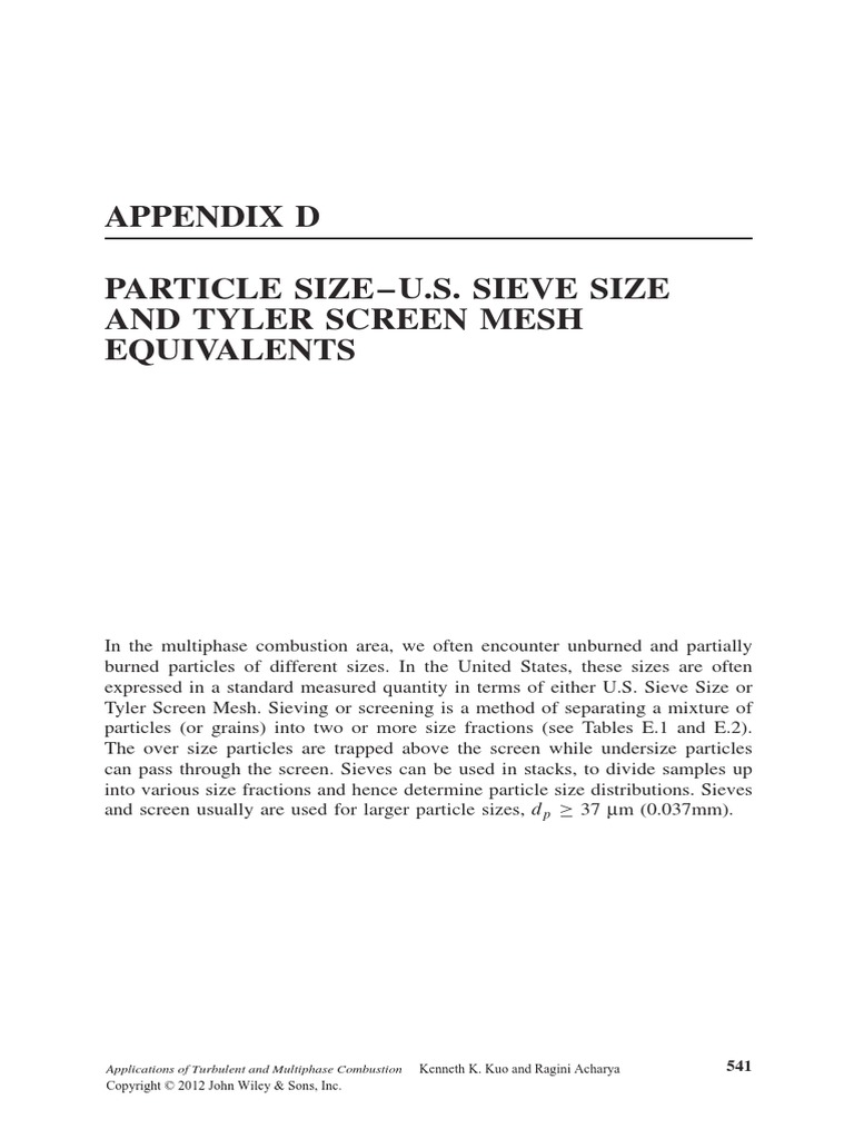 Particle Size - Sieve-Mesh PDF | PDF | Physics | Applied And ...