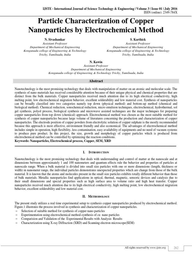 Particle Characterization of Copper Nanoparticles by Electrochemical ...