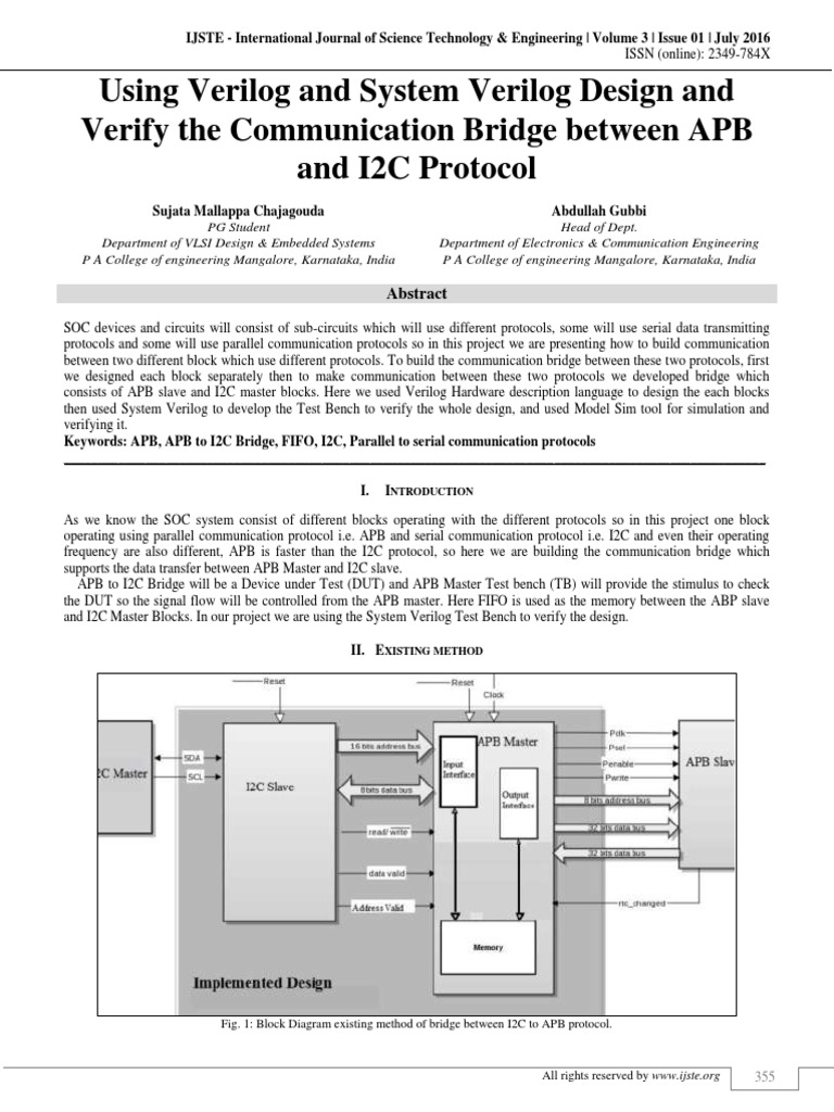 Using Verilog and System Verilog Design and Verify The Communication Bridge Between APB and I2C ...