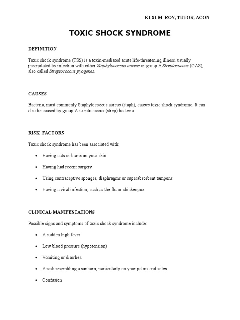 An Overview of Toxic Shock Syndrome: Causes, Symptoms, Diagnosis ...