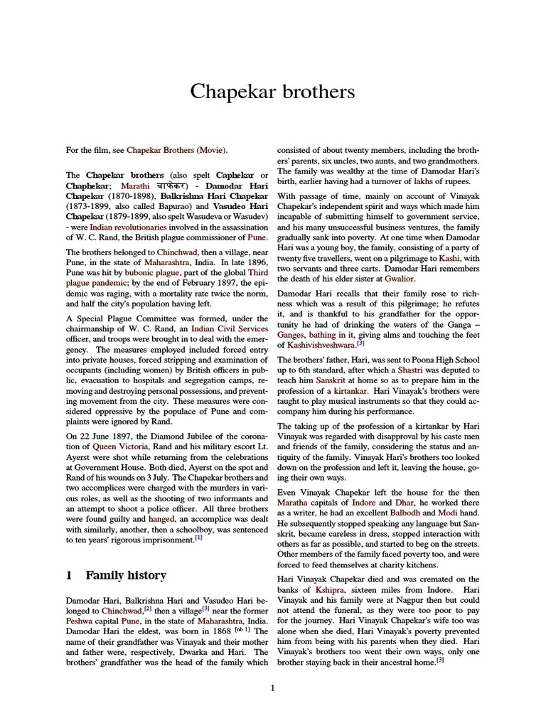 Chapekar Brothers | PDF