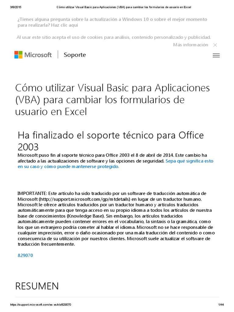 Cómo Utilizar Visual Basic para Aplicaciones (VBA) para Cambiar Los Formularios de Usuario en ...