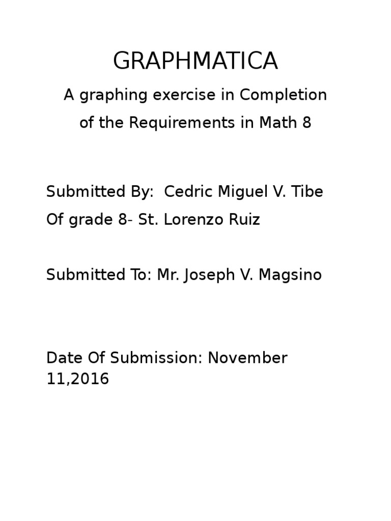 Graphmatica: A Graphing Exercise in Completion of The Requirements in Math 8 | PDF