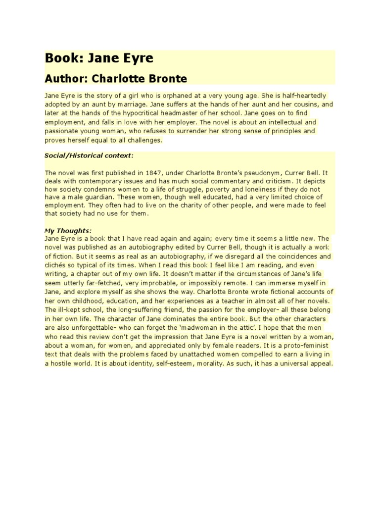 Book: Jane Eyre: Author: Charlotte Bronte | PDF