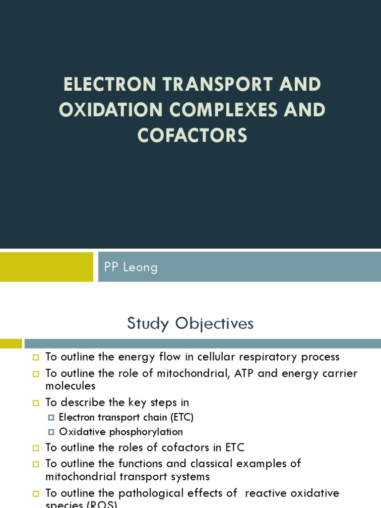 ETC, Oxidation Complexes and Cofactors | PDF | Adenosine Triphosphate ...