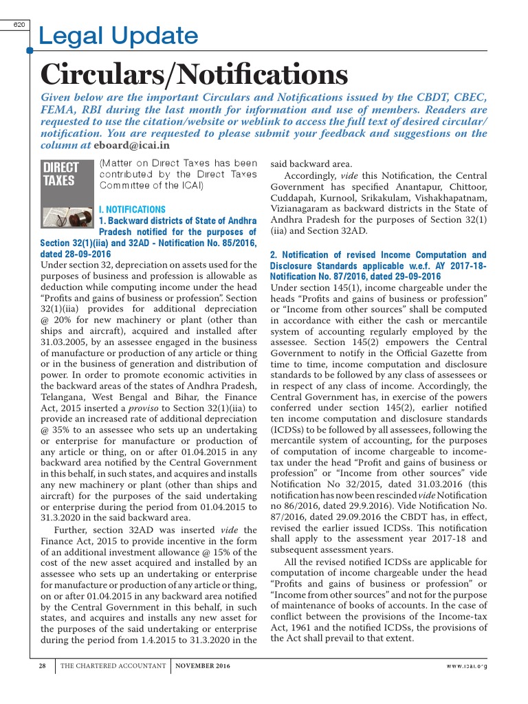 Circulars/Notifications: Legal Update | PDF | Lease | Expense