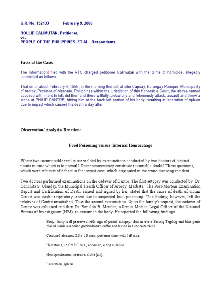 Facts of The Case | PDF | Autopsy | Abdomen