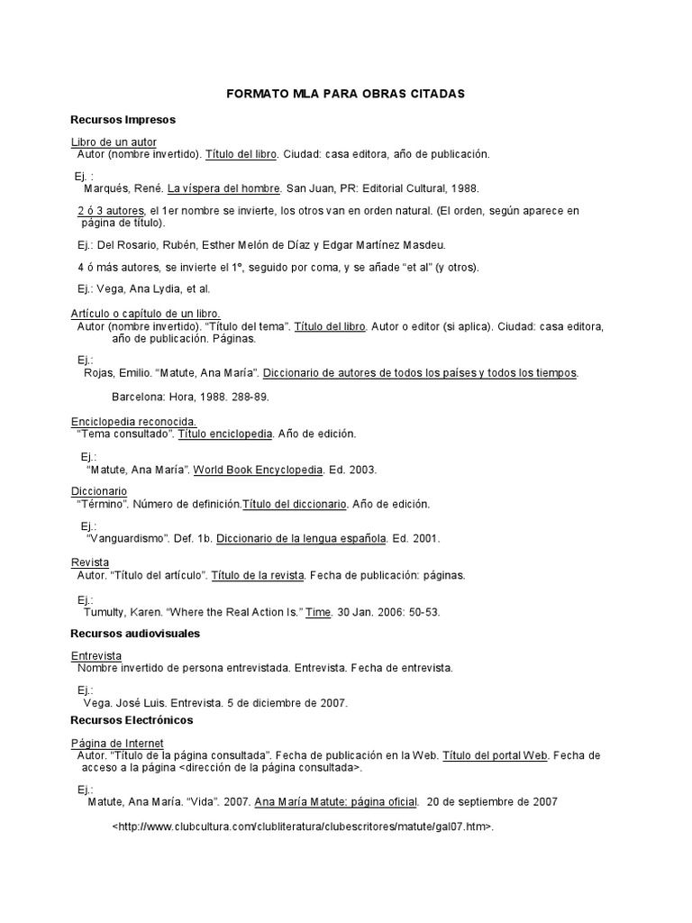 Biblioteca Formato-Mla para Obras Citadas | PDF