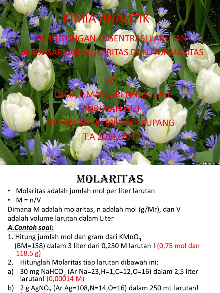 Molaritas Normalitas Dan Pengenceran PDF | PDF