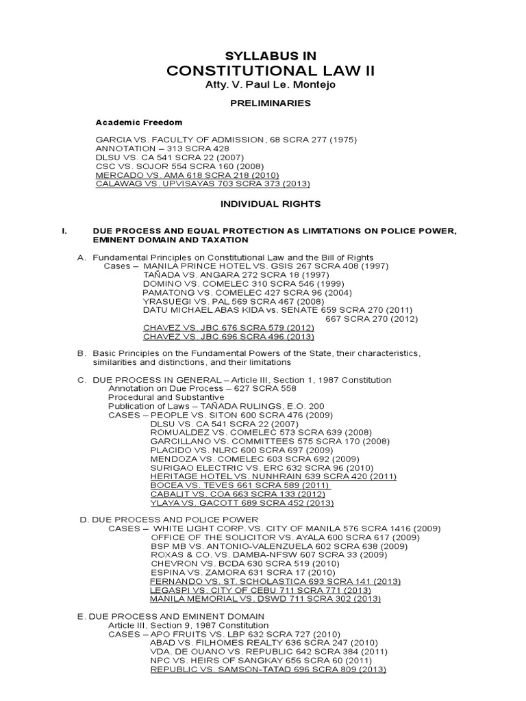 Constitutional Law 2 Syllabus Montejo 1E | PDF | Ethical Principles ...