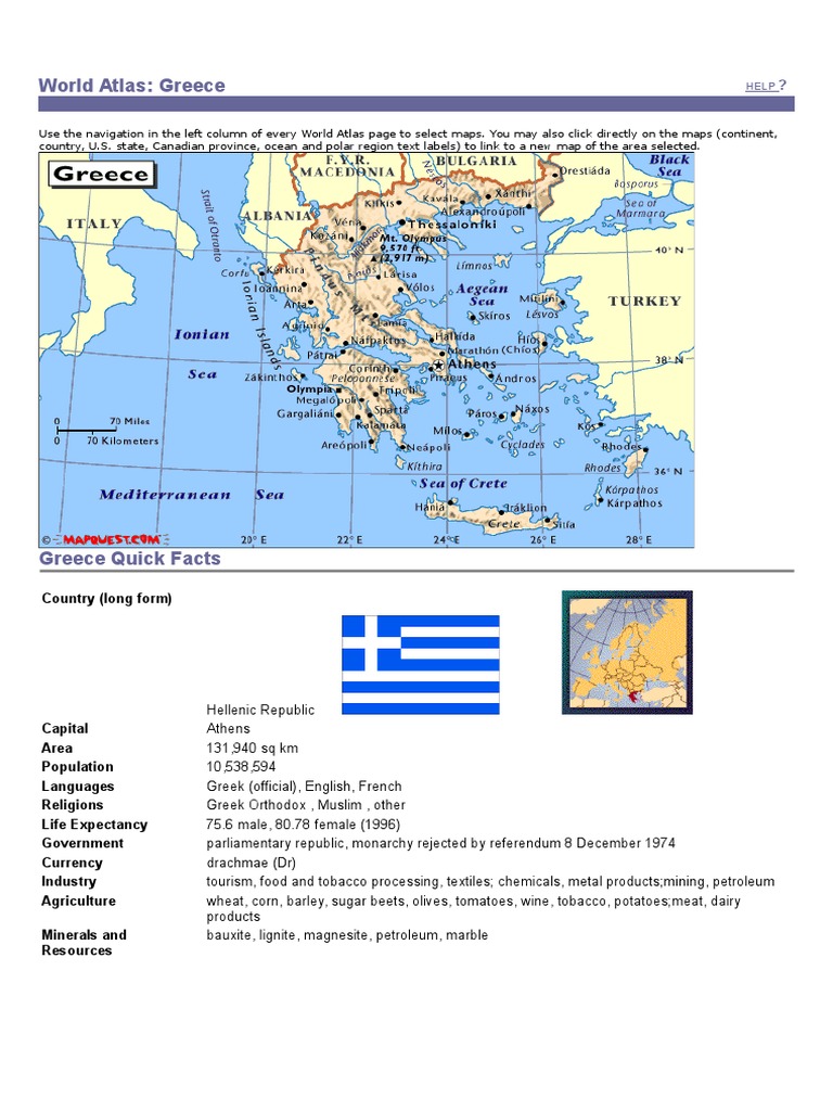 World Atlas: Greece: Country (Long Form) | PDF