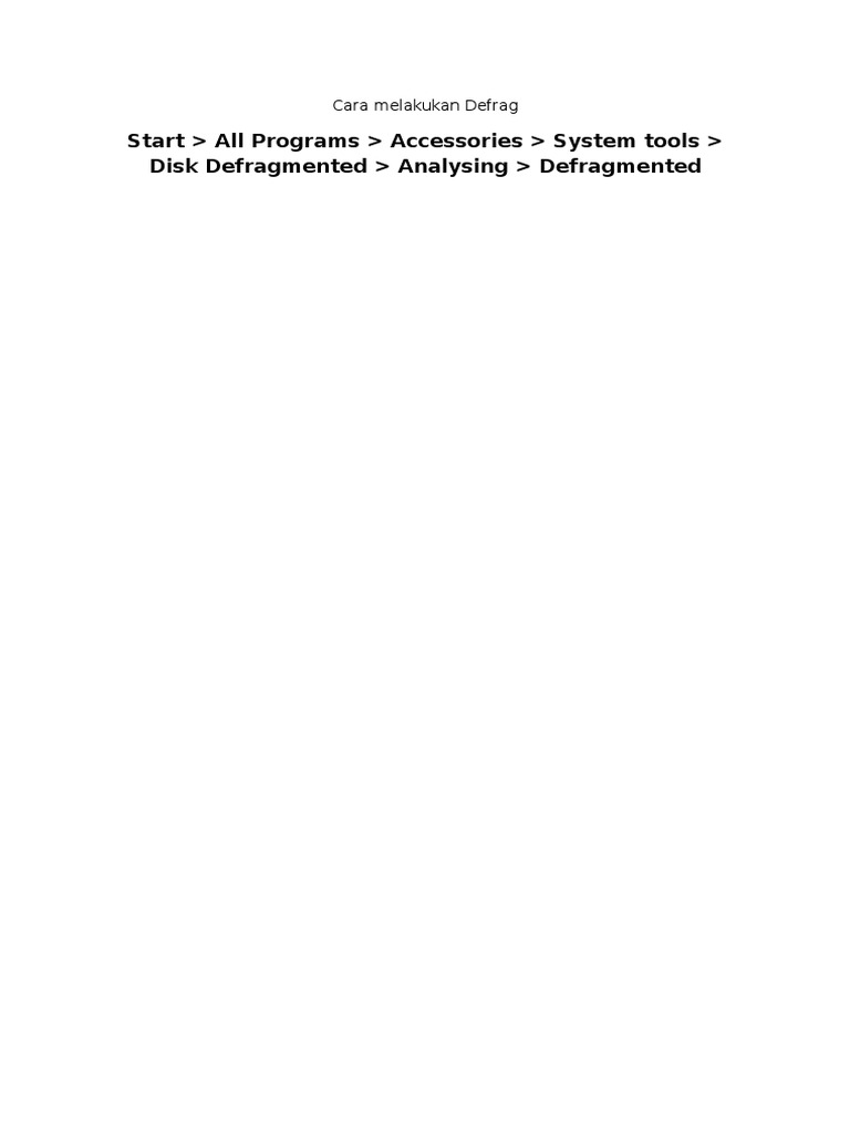 Start All Programs Accessories System Tools Disk Defragmented Analysing ...
