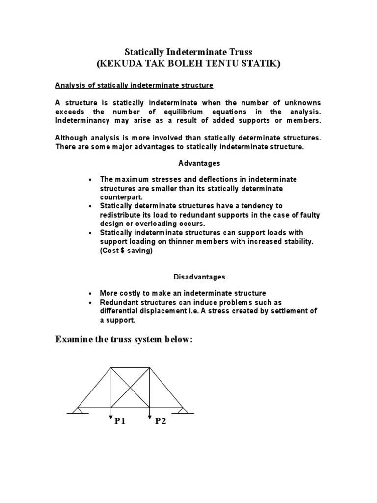 Statically Indeterminate Truss