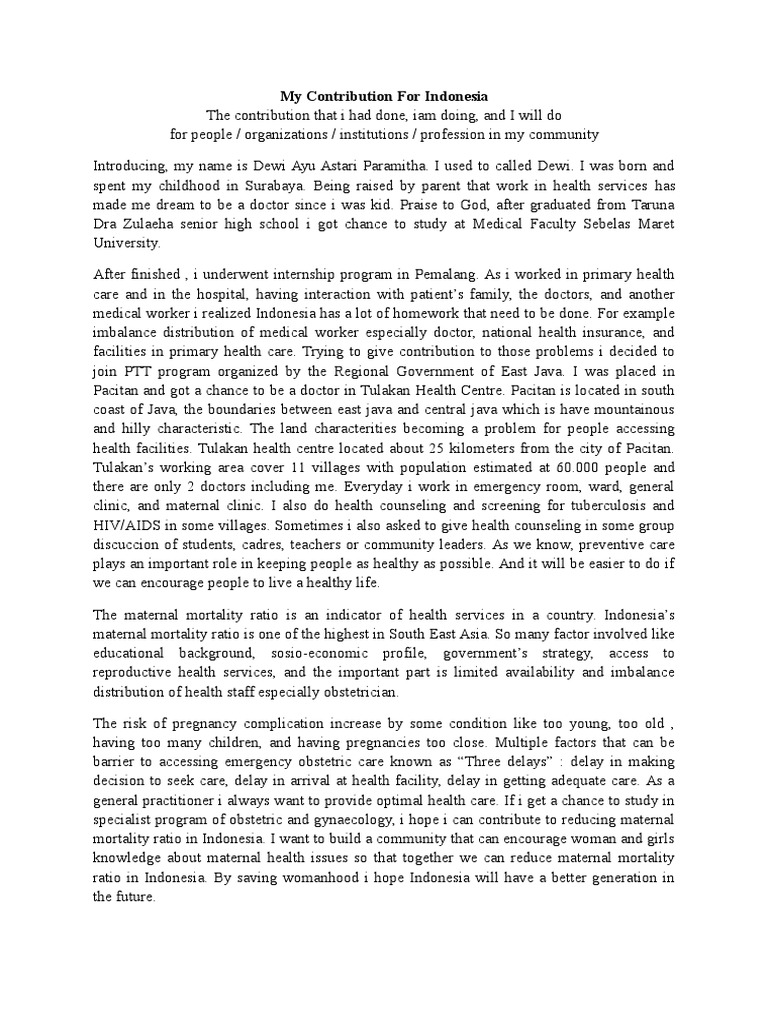 My Contribution For Indonesia Lpdp Pdf Maternal Death Obstetrics