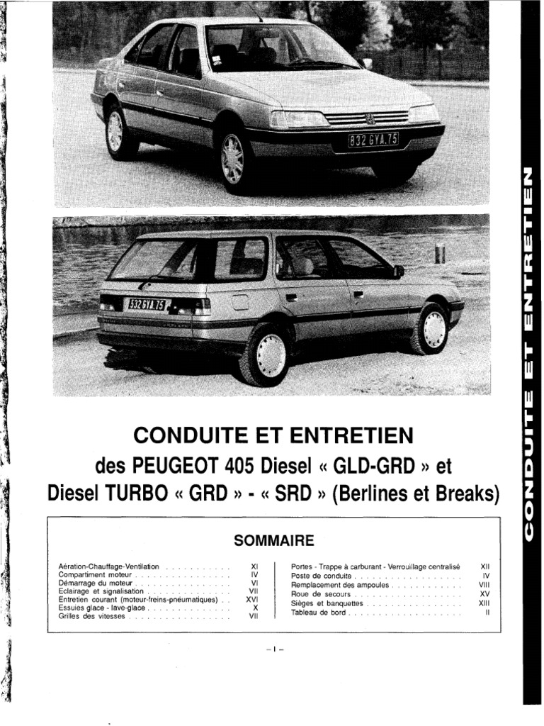 Manual de Taller 405 GRD-GLD-SRD (Fase 1 - Francia) | PDF | Affaires