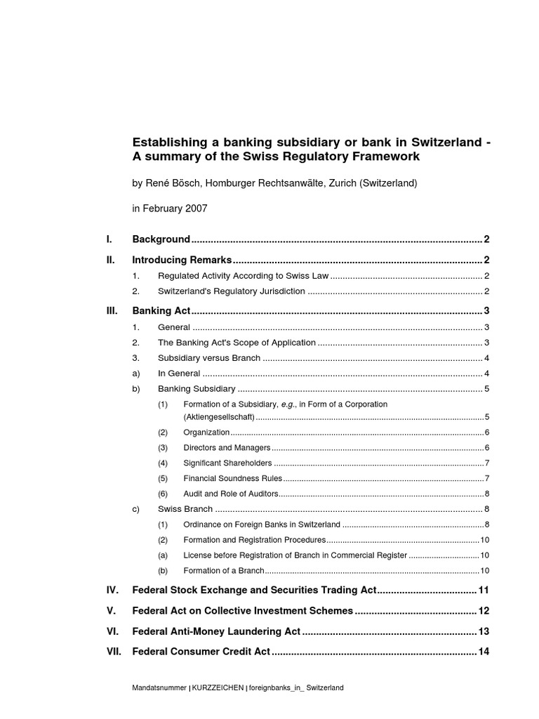Swiss Banking Subsidiary Regulations | PDF | Banks | Securities (Finance)