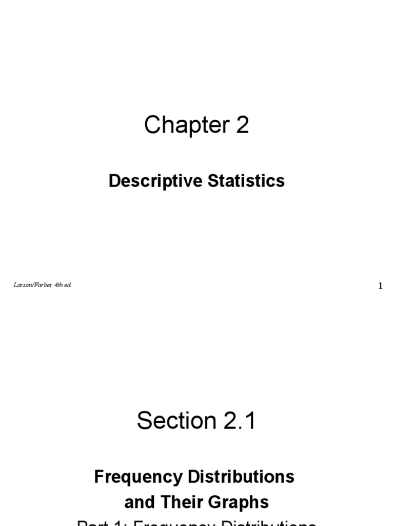 Descriptive Statistics: Larson/Farber 4th Ed | PDF | Statistical ...