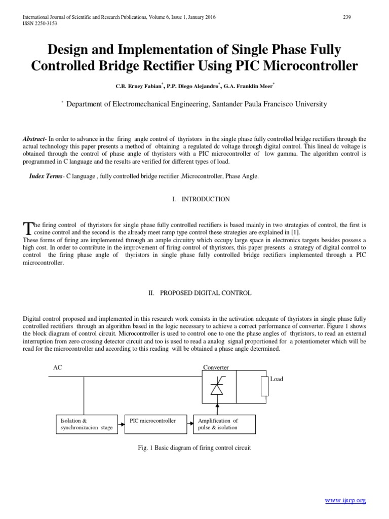 Design and Implementation of Single Phase Fully Controlled Bridge Rectifier Using PIC ...