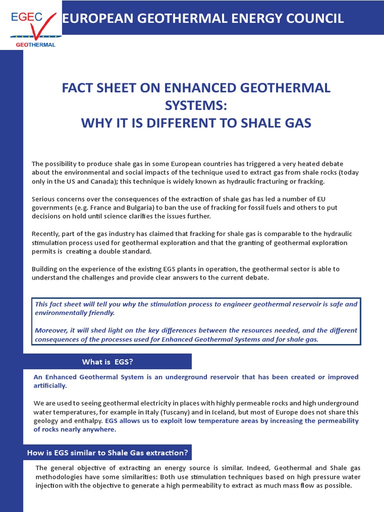 Fact Sheet On EGS Why It Is Different From Shale Gas. | Download Free ...