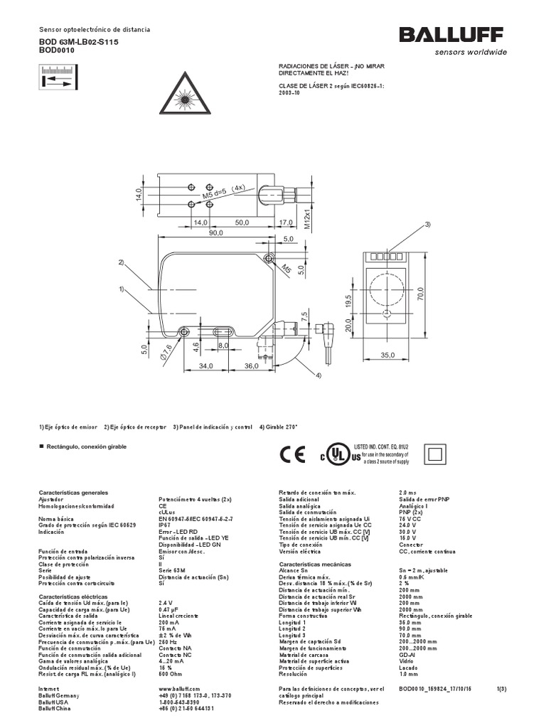 Datasheet Sensor BOD 63M BOD0010 | PDF | Ingenieria Eléctrica | Bienes ...