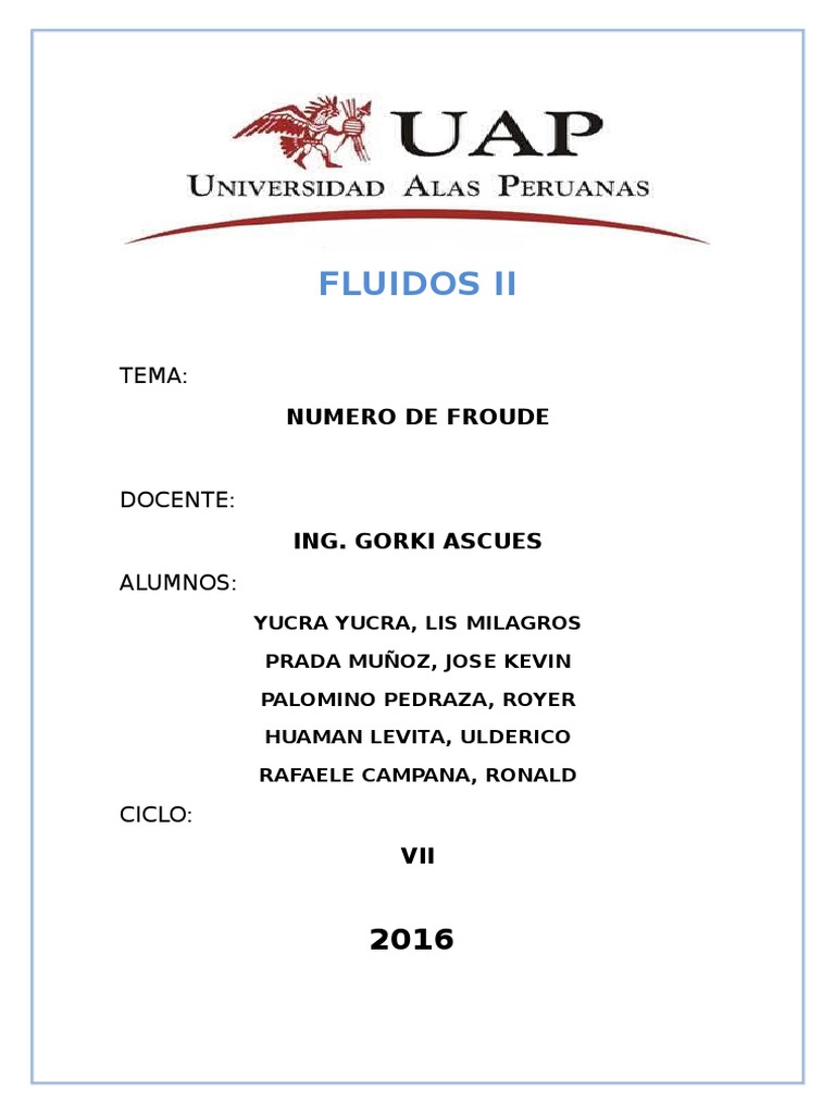 Numero de Froude | PDF | Gravedad | Numero Reynolds