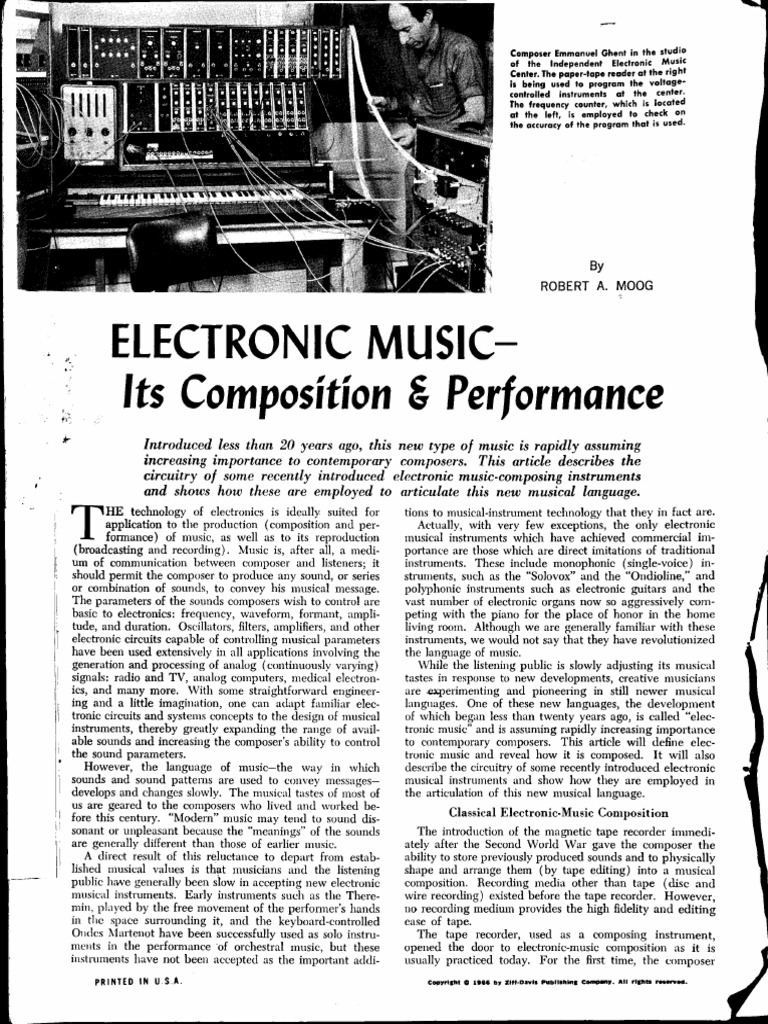 Moog - Electronic Music Composition and Performance | PDF | Synthesizer ...