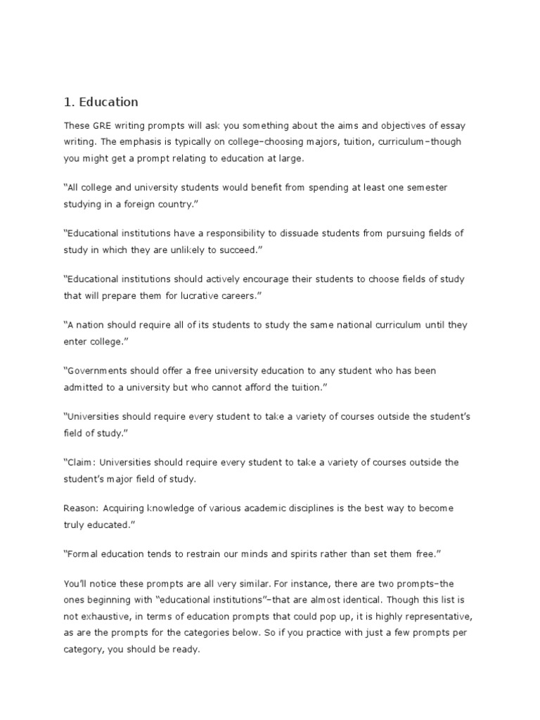 GRE Essay Toppics Magoosh | PDF | Graduate Record Examinations ...