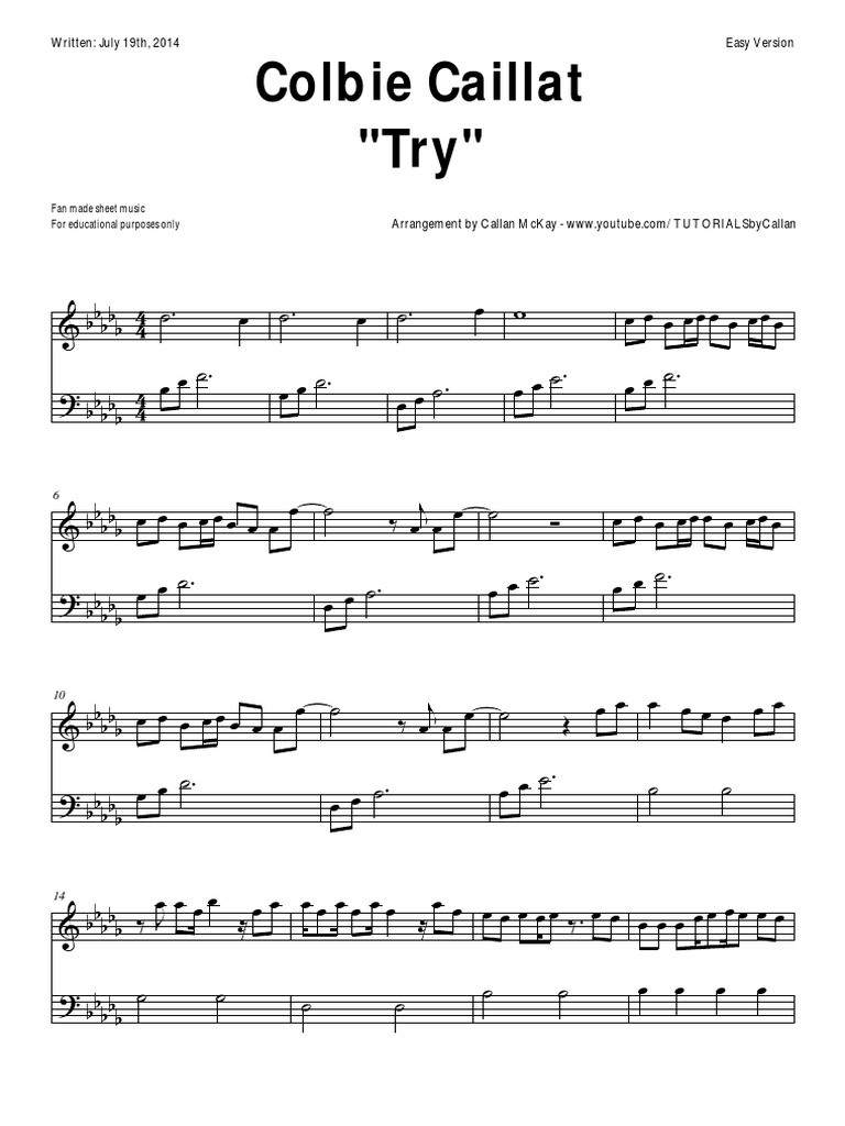 Colbie Caillat - "Try" Sheet Music | PDF