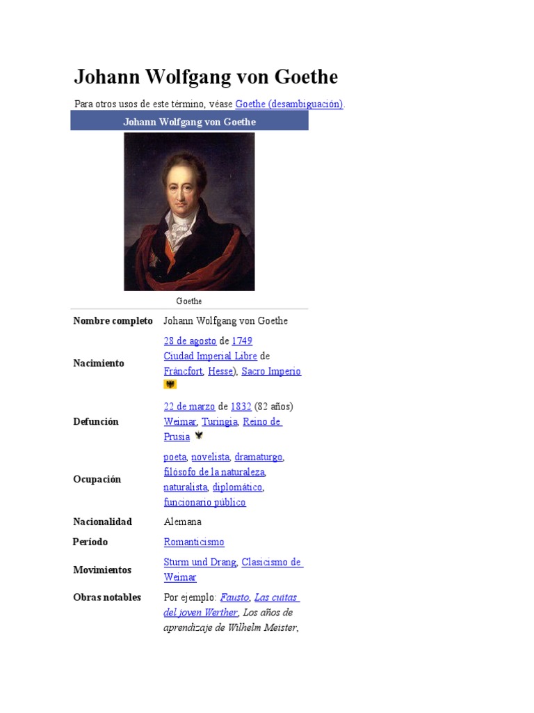 Johann Wolfgang Von Goethe | PDF | Johann Wolfgang von Goethe ...