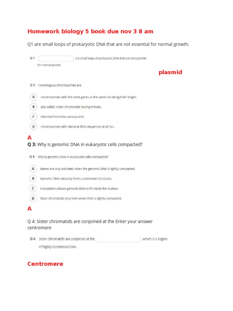 Biology Homework: Cell Cycle & DNA Concepts | PDF | Science & Mathematics