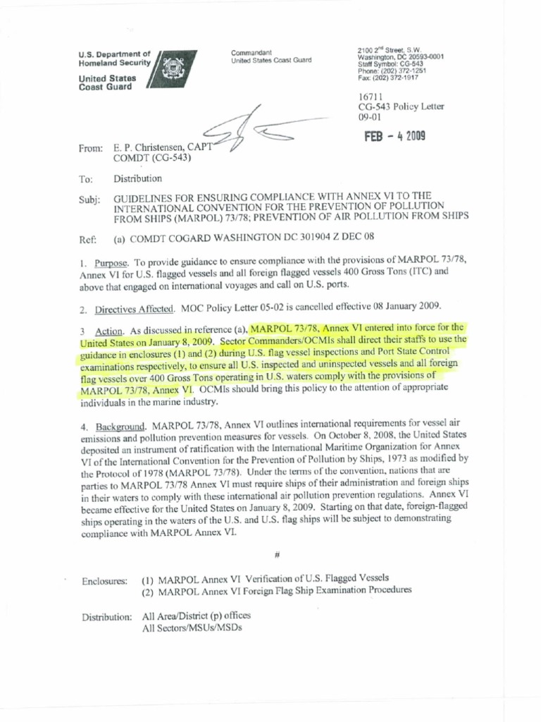 USCG - Marpol Annex VI Guidelines | PDF