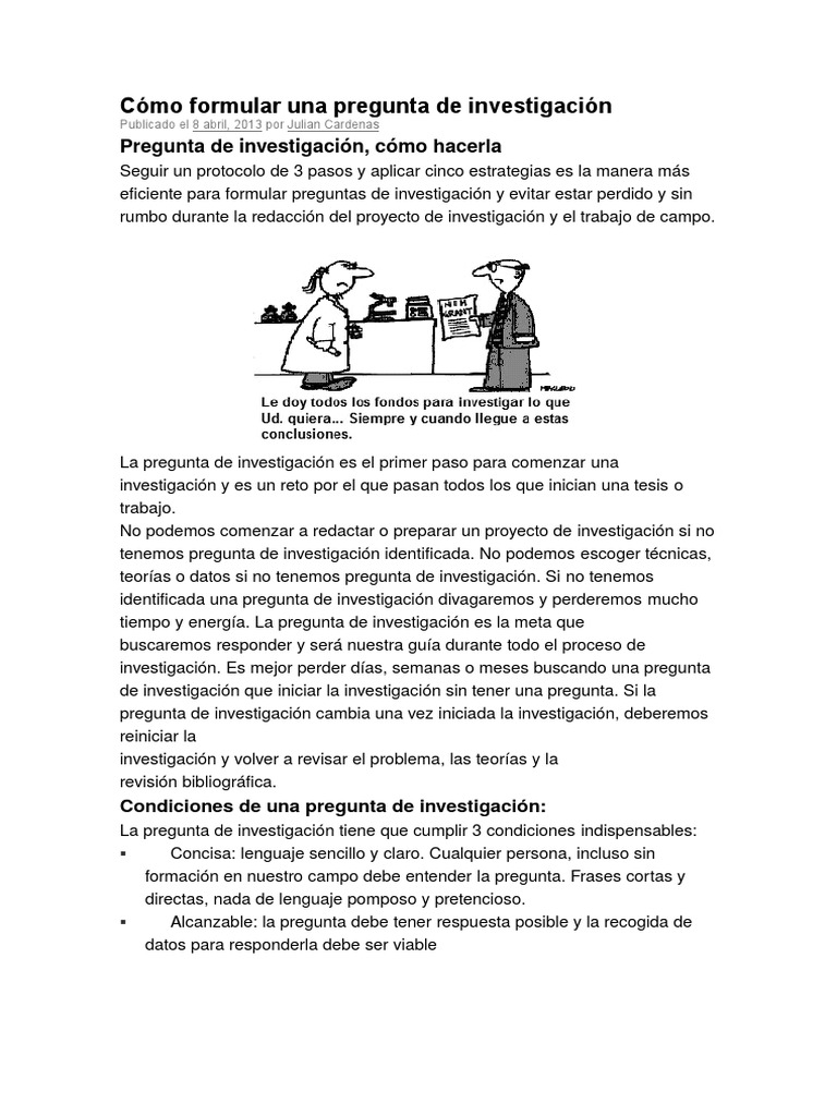 Cómo formular una pregunta de investigación efectiva: Un protocolo de 3 ... Cómo formular una pregunta de investigación efectiva: Un protocolo de 3 ...