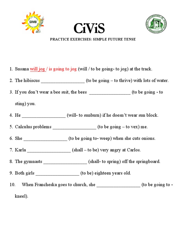 Simple Future Tense Exercises | PDF