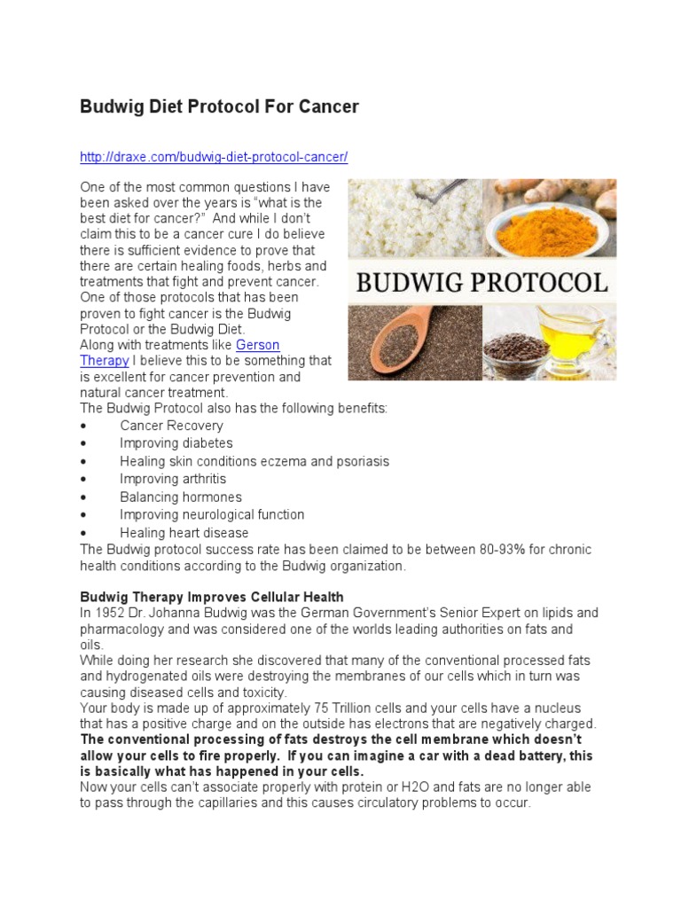 Budwig Diet Protocol For Cancer | PDF | Fat | Saturated Fat