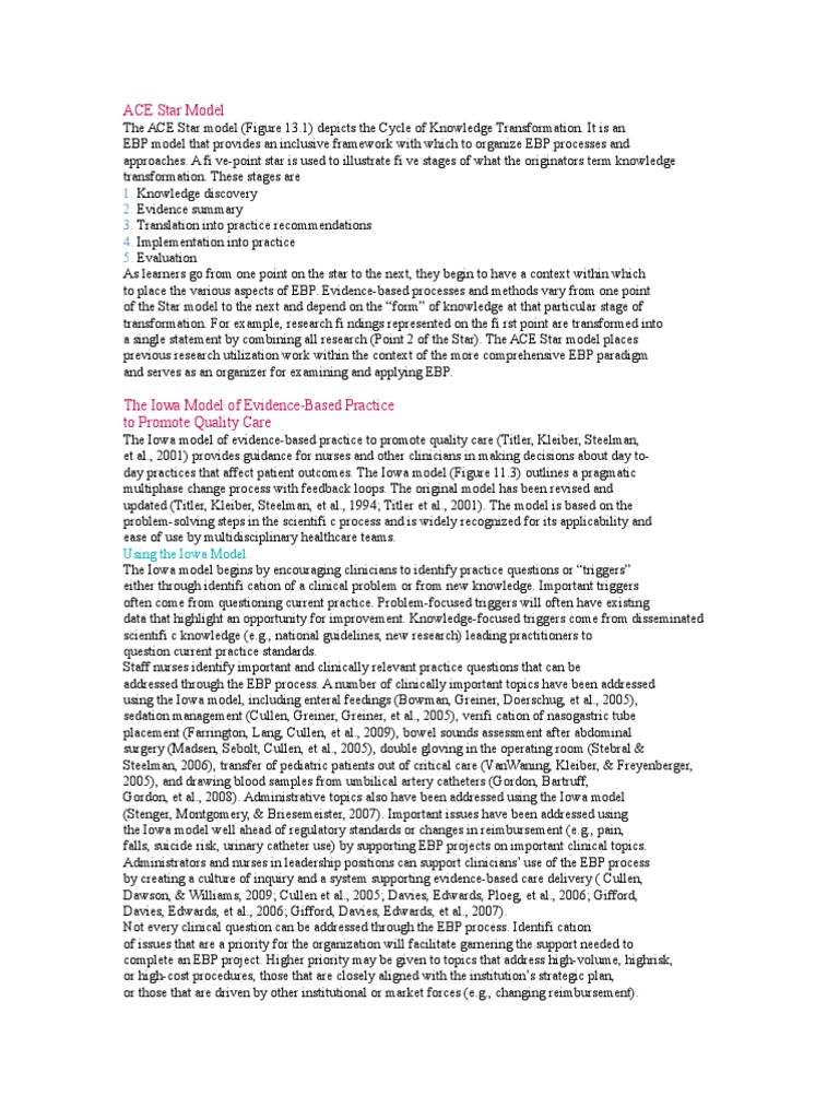 ACE Star Model | Evidence Based Practice | Educational Assessment