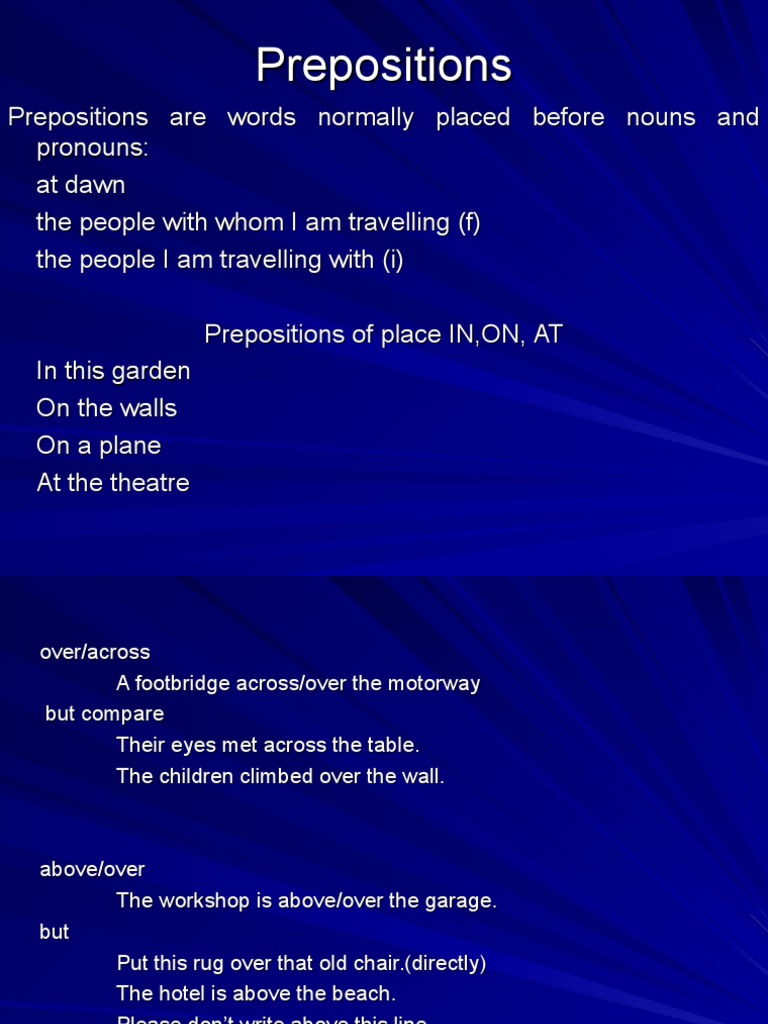 1 Prepositions and Modals | PDF | Preposition And Postposition | Syntactic Relationships