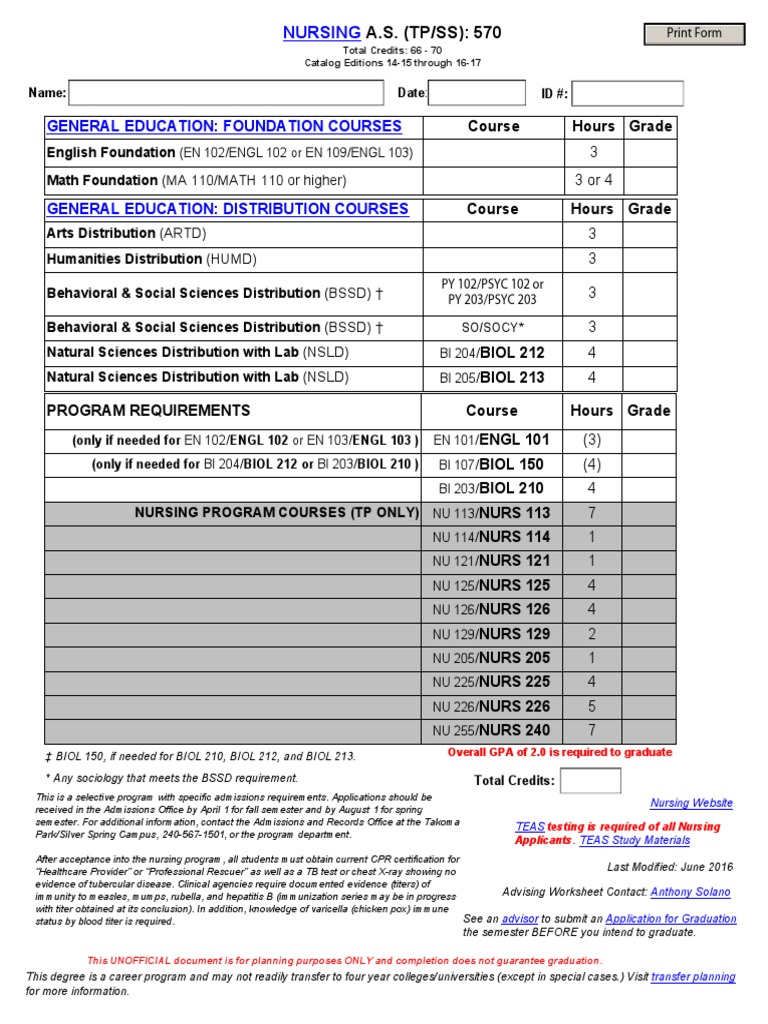 Nursing A.S. Program Requirements Guide | PDF