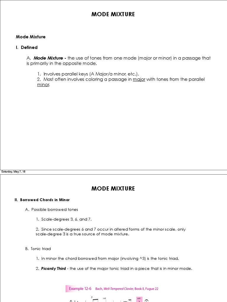 Mode Mixture and The Neapolitan - Lecture | PDF | Chord (Music) | Music ...
