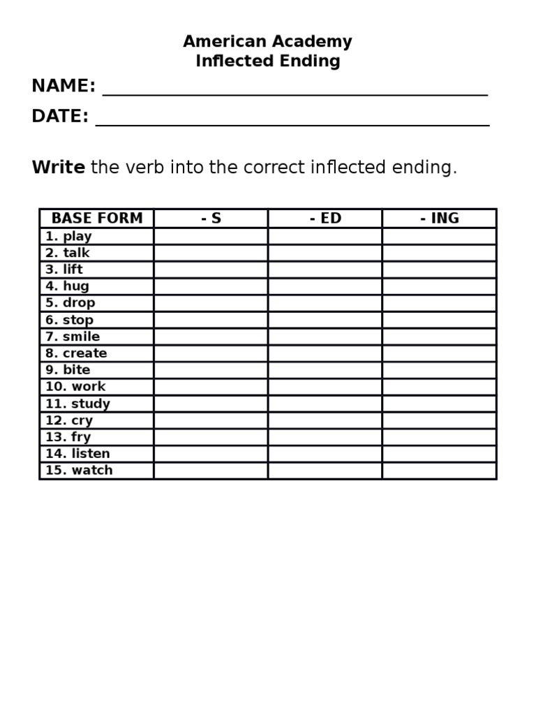 Inflected Ending Activity 4 Int | PDF | Onomastics | Philology