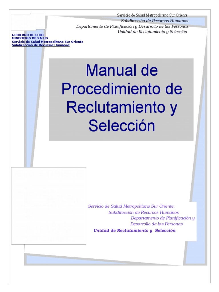 Manual de Procedimiento de Reclutamiento y Selección. | Recursos humanos | Reclutamiento