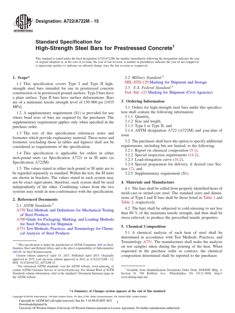 Astm A722 | PDF | Strength Of Materials | Electronic Data Interchange