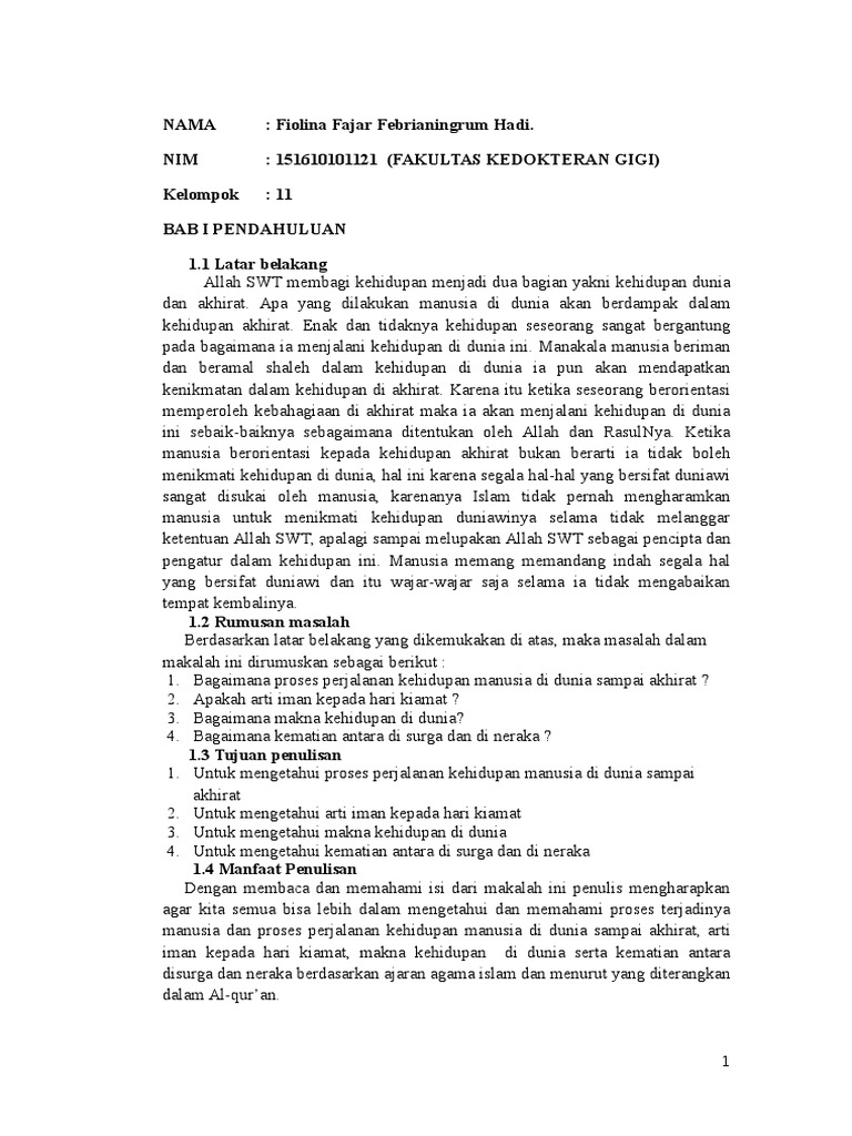 Perjalanan Manusia Di Dunia Hingga Akhirat | PDF | Ilmu Sosial | Filsafat