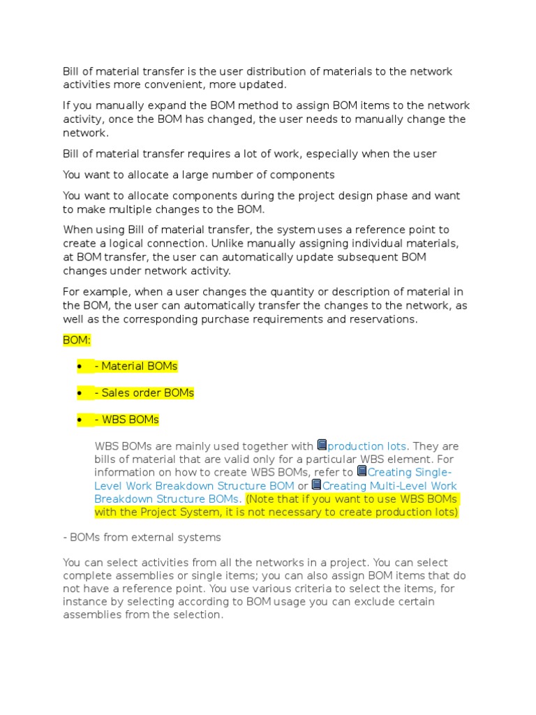Sap Ps Bom Pdf Information Technology Management Business