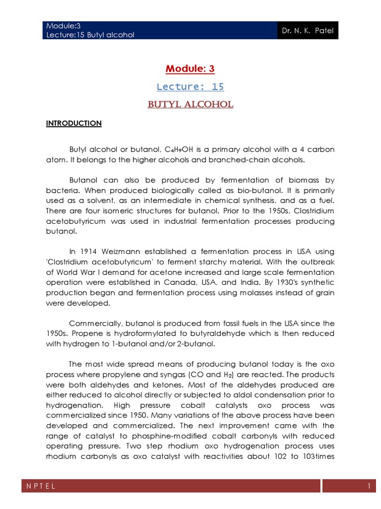 Production and Uses of Butyl Alcohol: A Comprehensive Review of its ...
