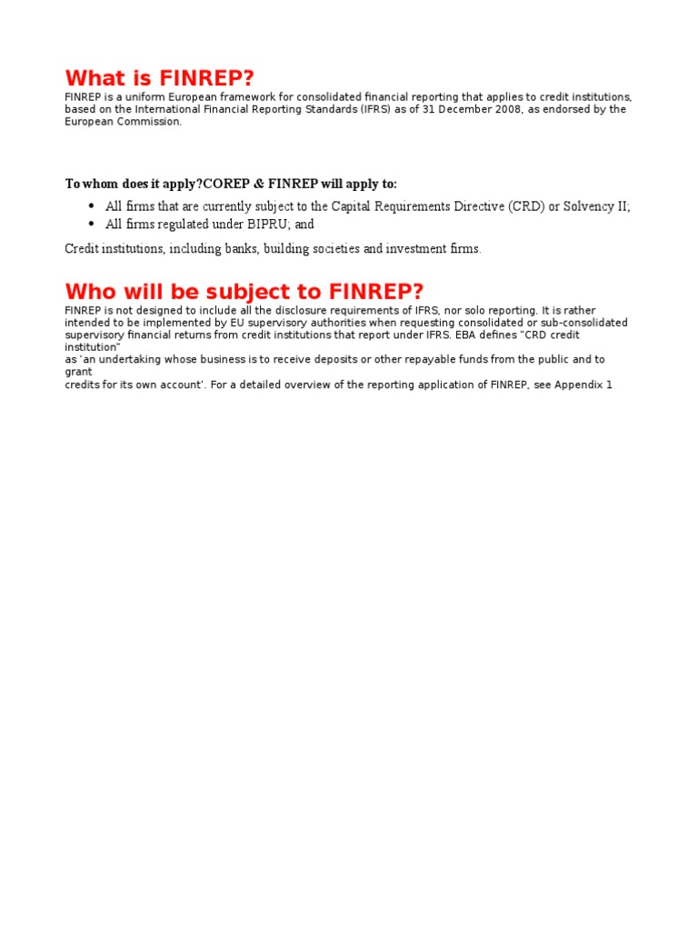 Finrep | PDF