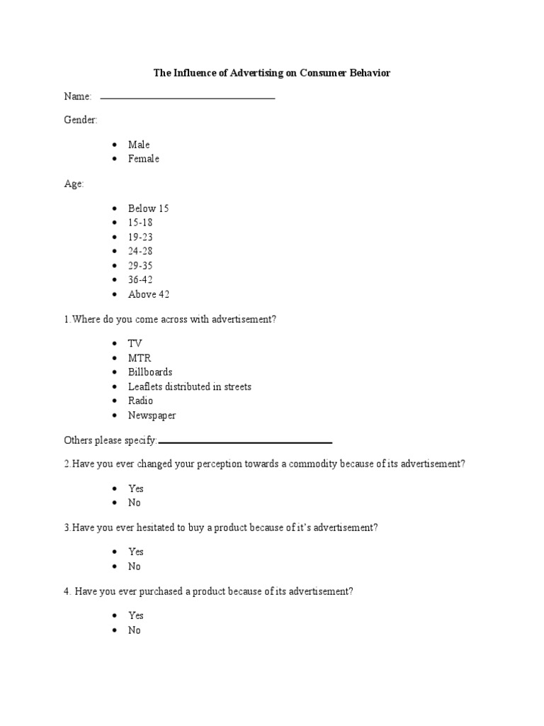 The Influence of Advertising On Consumer Behavior | PDF