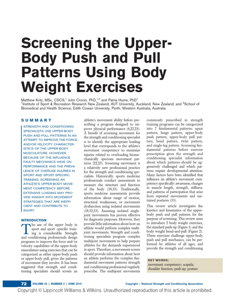 Screening The Upper Body Push and Pull Patterns.9 | PDF | Shoulder ...