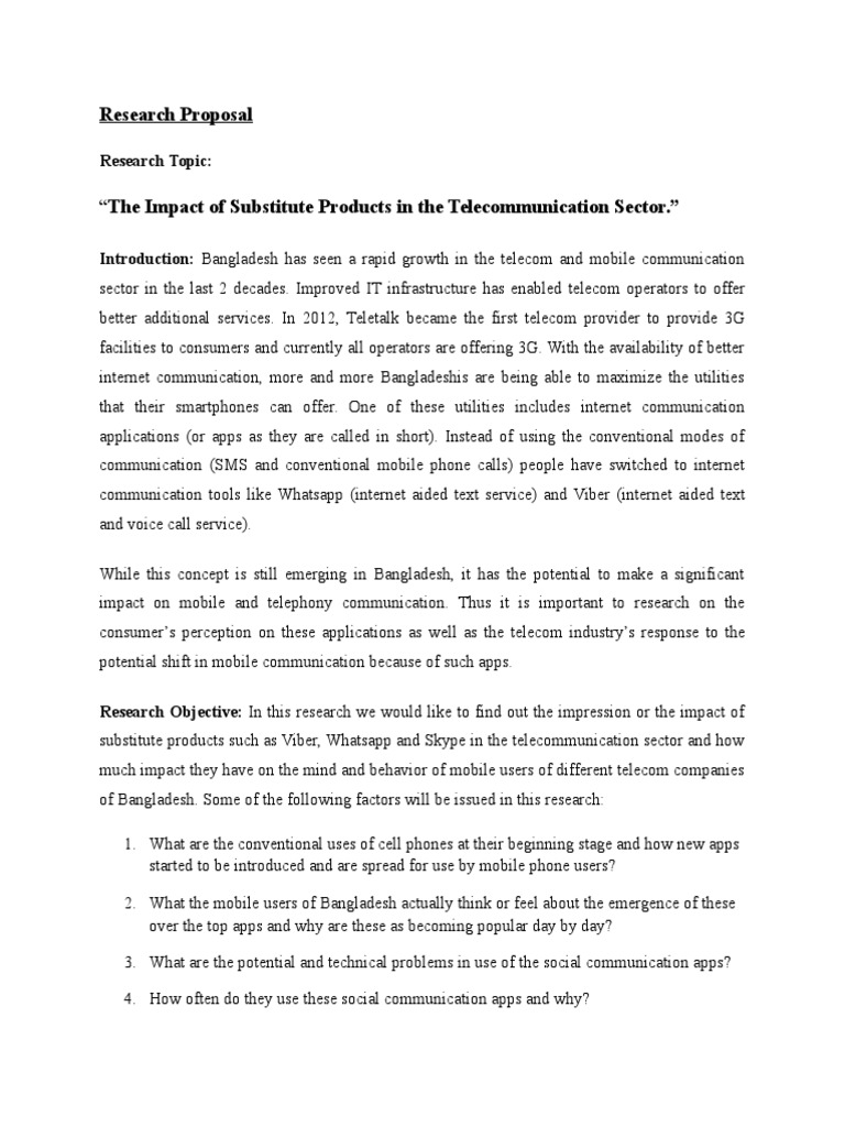 Research Proposal | Mobile Phones | Telecommunication