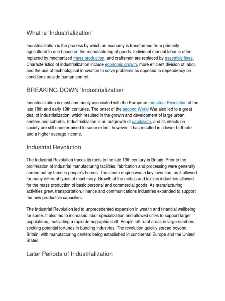 Unit 2 Industrialization | PDF | Industrial Revolution | Industrialisation