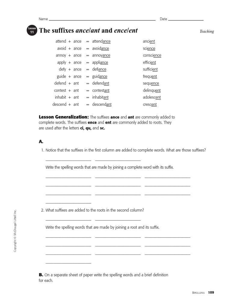 Advanced Suffix Ent and Ence | PDF